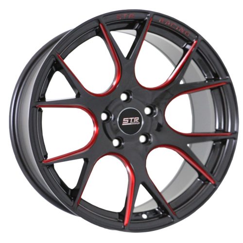 STR Racing Wheels STR 905 - Gloss Black Milled Red Rim Wheel Size 18x8 ...