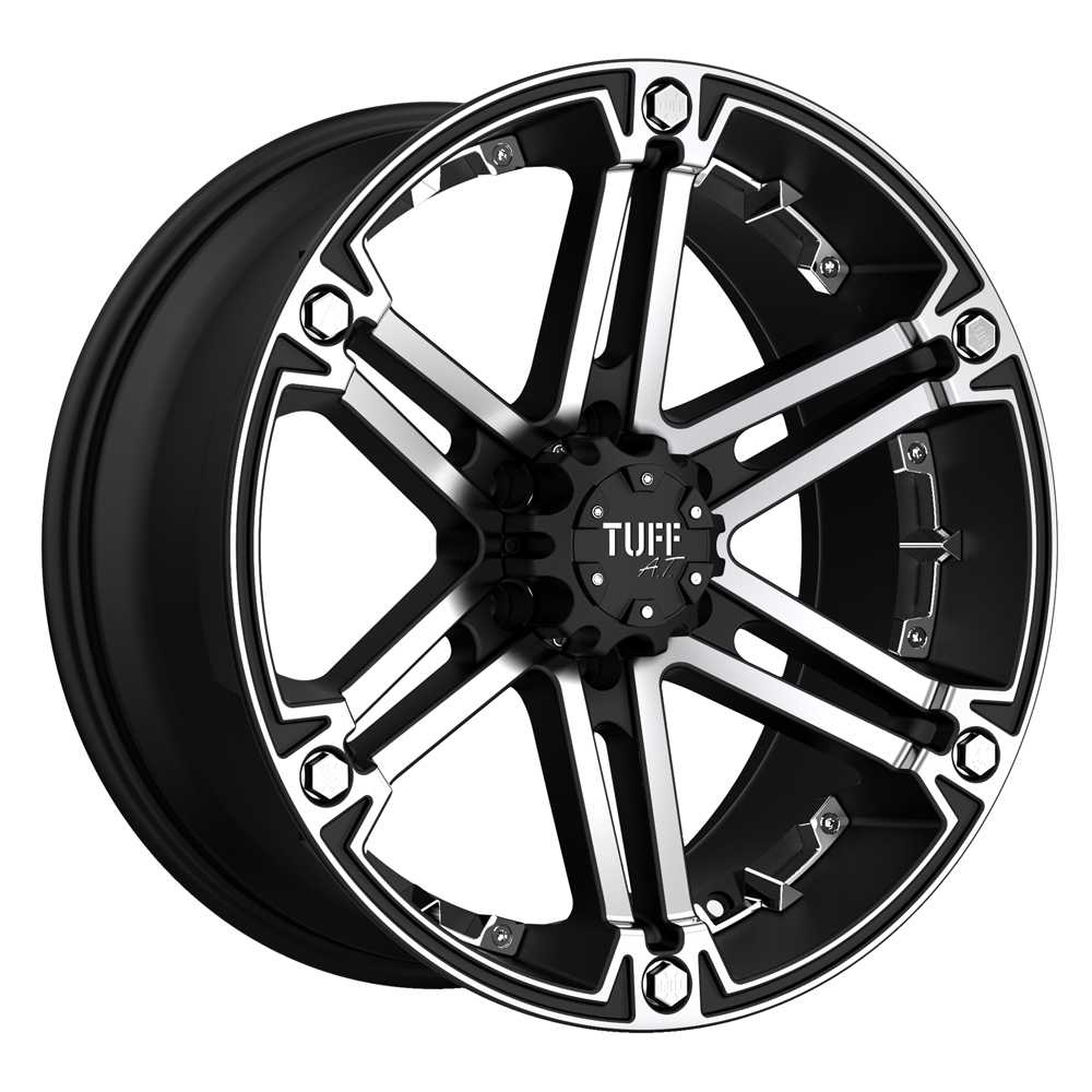 T01 - Flat Black with Machined Face & Chrome Inserts Rim by Tuff Wheels ...