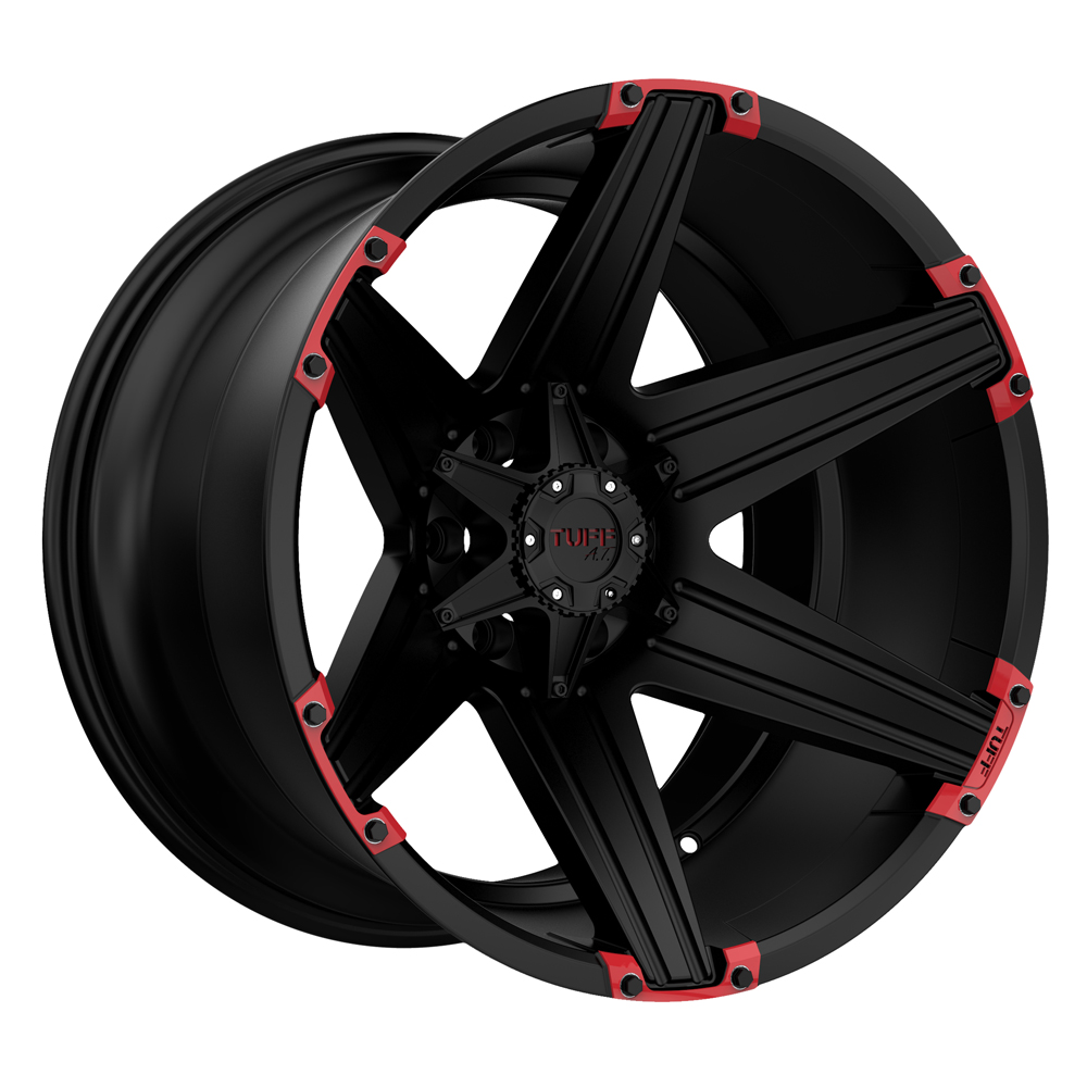 Tuff Wheels T12 - Satin Black with Red Inserts Rim Wheel Size 20x12 ...