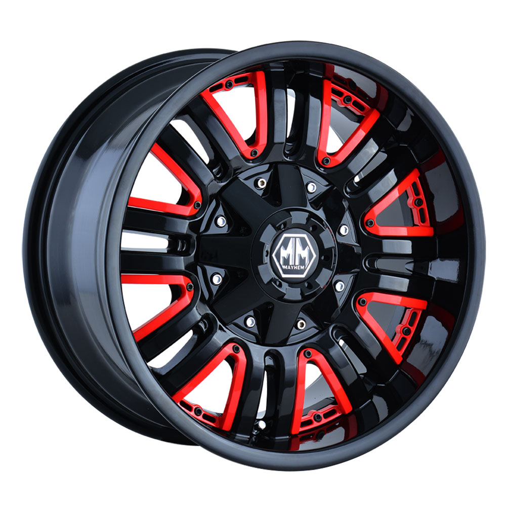 Mayhem Wheels 8070 Assault - Black w/Red Facet Rim Wheel Size 18x9 ...