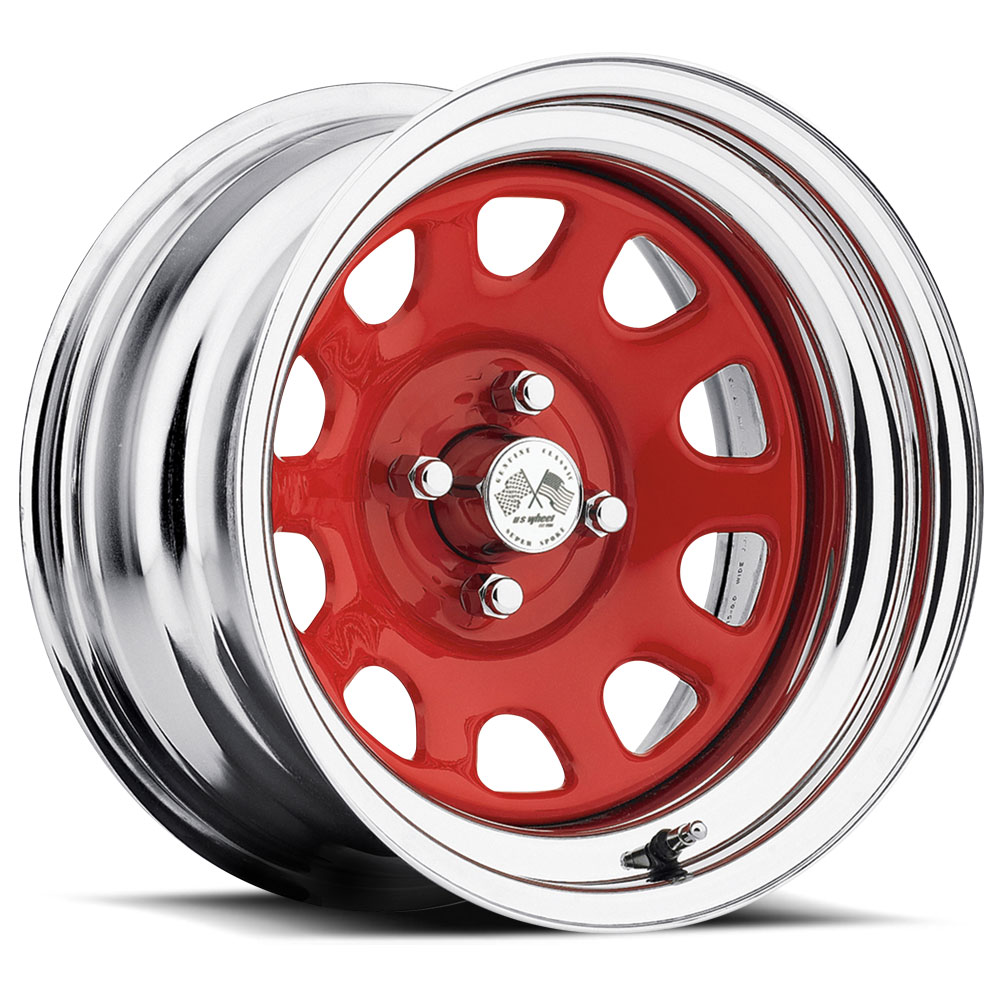 U.S. Wheel Daytona 022 - Red/Chrome Rim - Performance Plus Tire