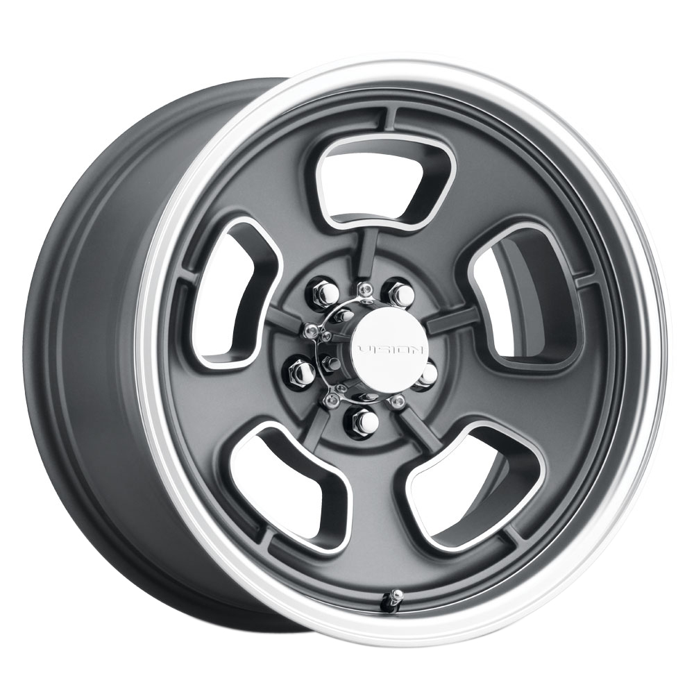 VISION 148 Shift 15X5.5 5X114.3 Offset 7 Satin Grey Machined Face/Lip ...