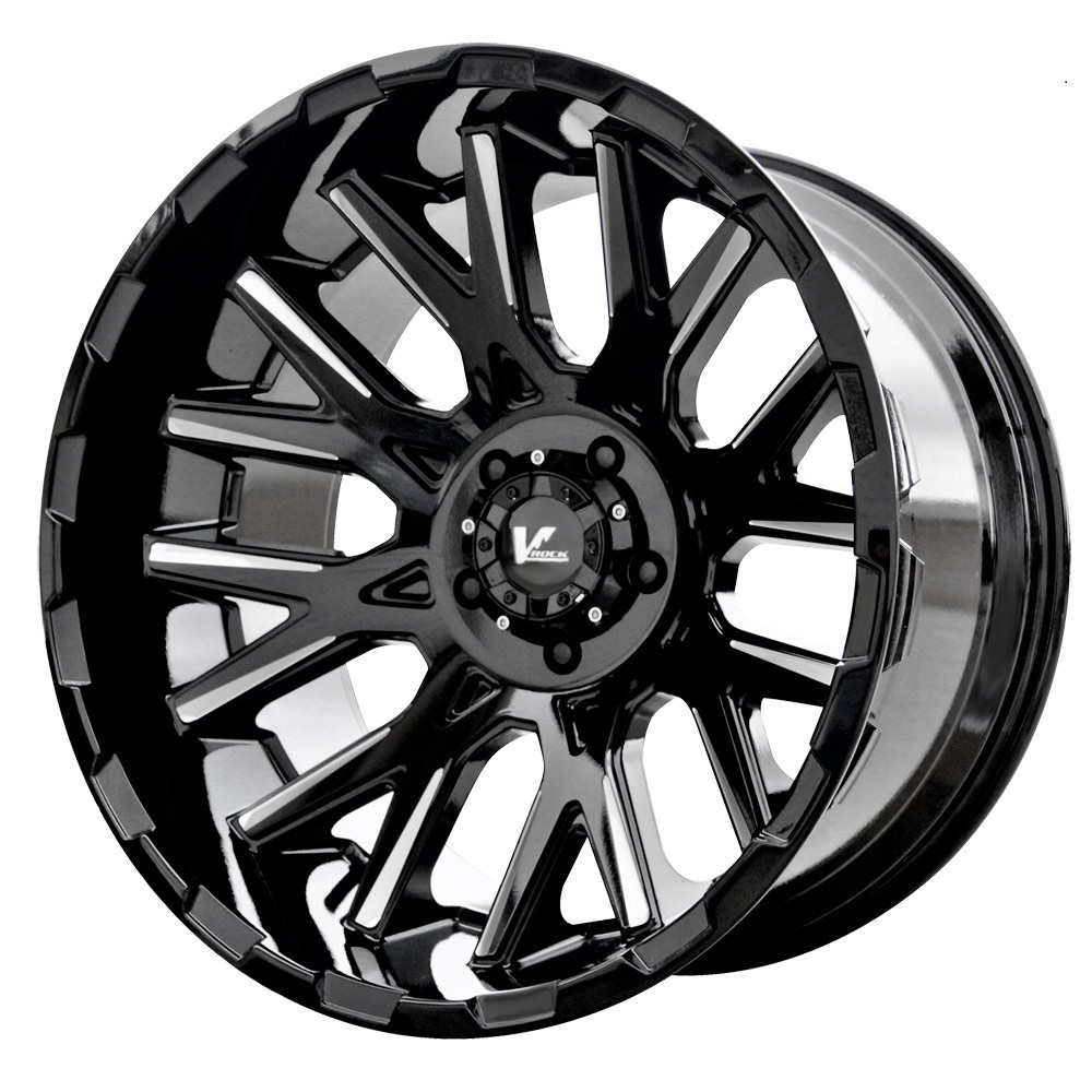 VR10 Recoil - Gloss Black/Milled Spokes Rim by V-Rock Wheels Wheel Size ...