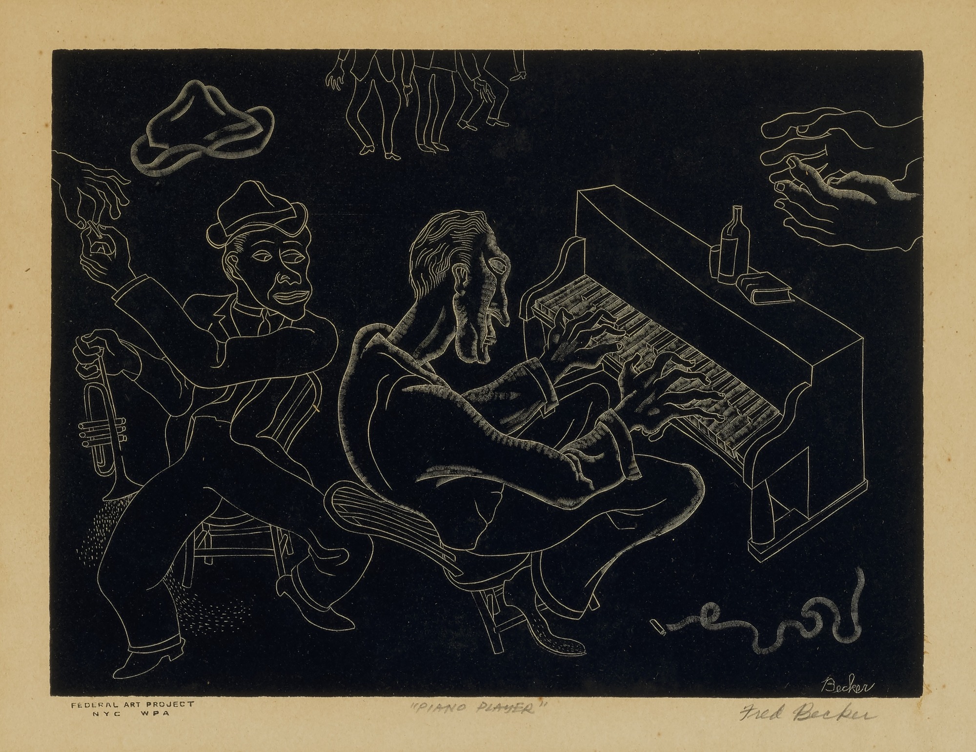 Piano Player, 1937 by Fred Becker (1913-2004) Fred Becker | WahooArt.com