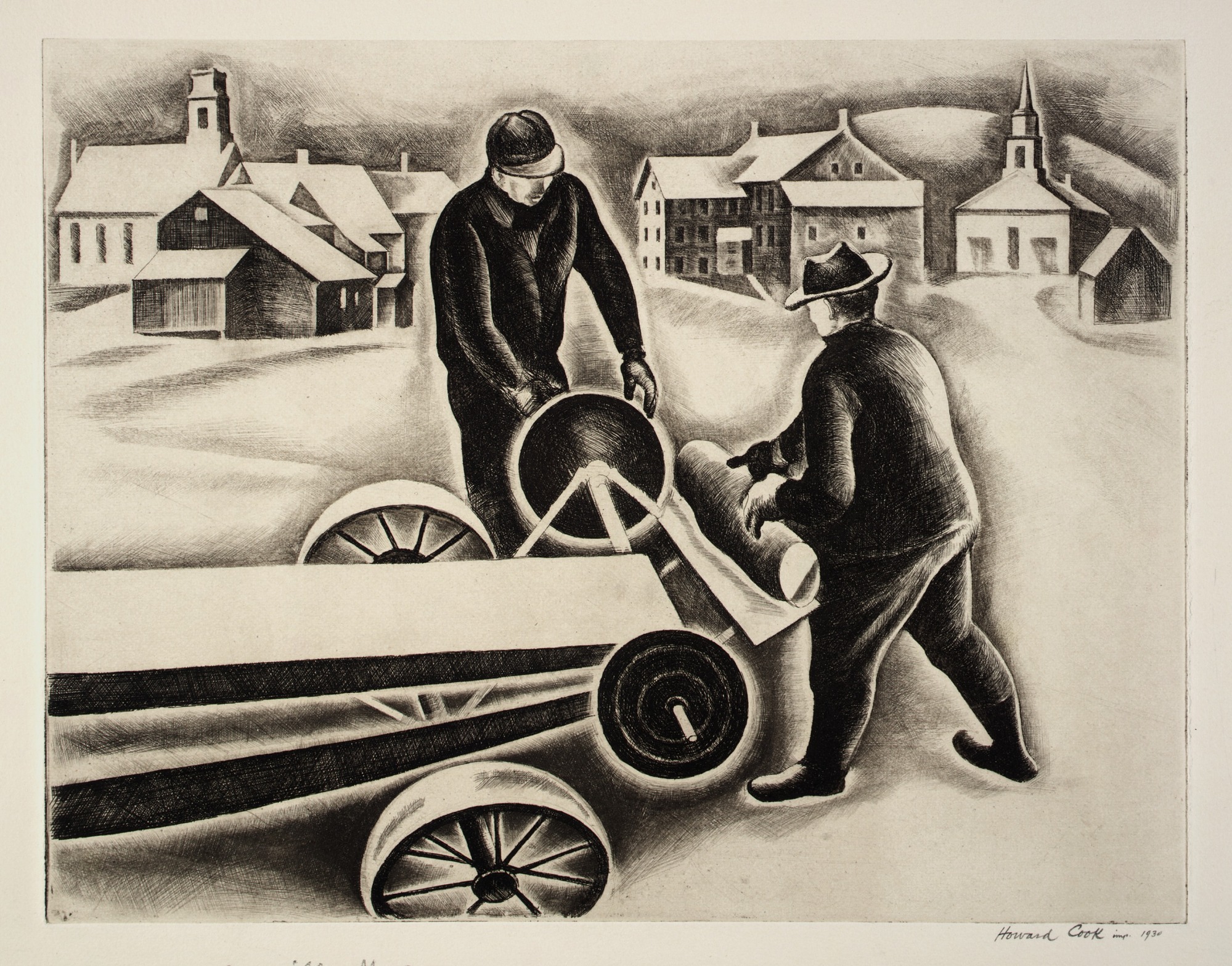 Paintings Reproductions Sawing Wood, 1930 by Howard Cook (Inspired By ...