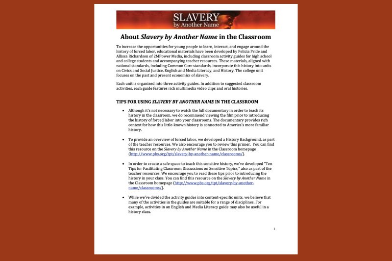 About Slavery By Another Name in the Classroom | PBS TPT Learn
