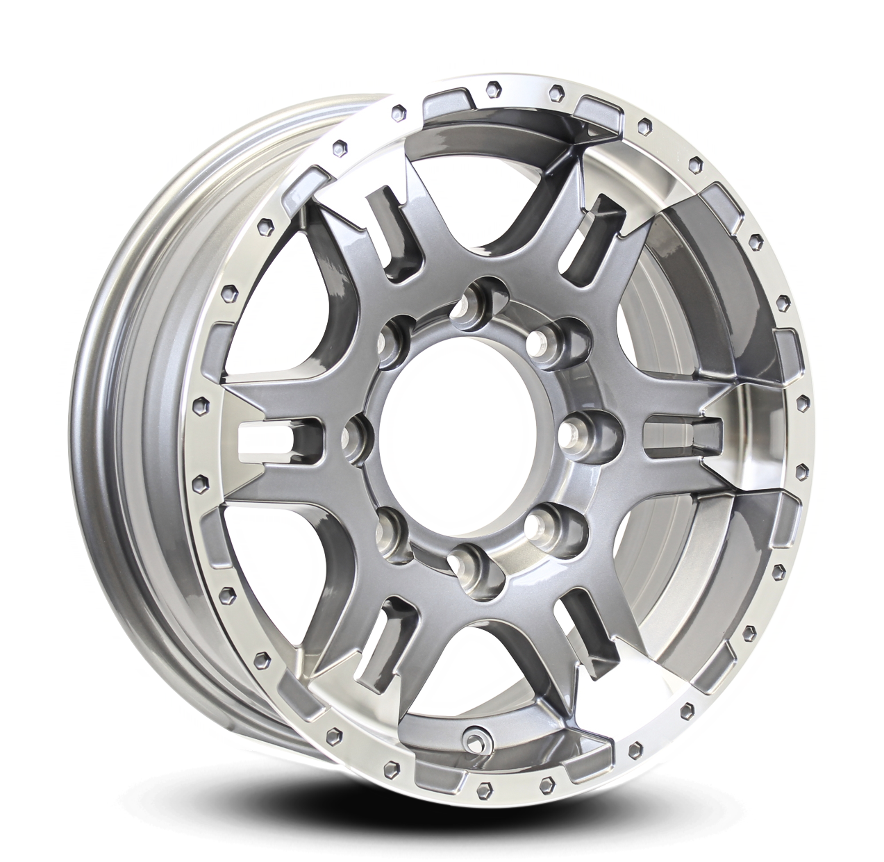 Turismo 16x6 8-6.5 Gun Metal/Machine Aluminum Trailer Wheel | Trailer ...