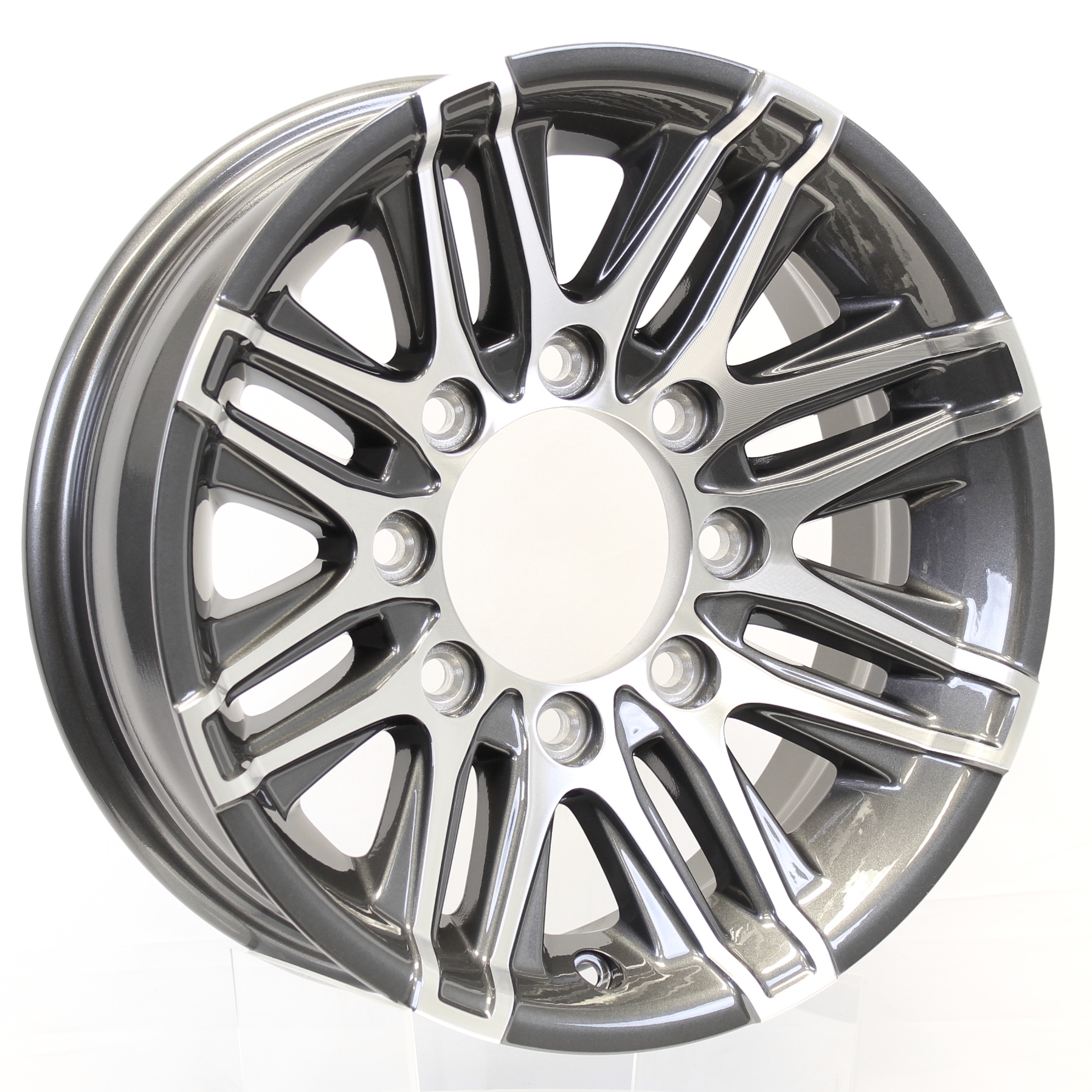 Altitude 16x6 8-6.5” Gun Metal Aluminum Trailer Wheel | Trailer. Set. Go!