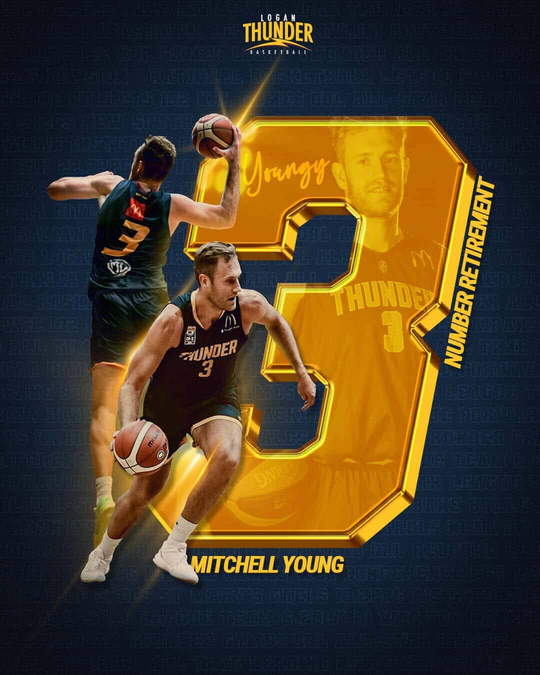 Mitch Young Logan Thunder # 3 Jersey Retirement - Logan Basketball