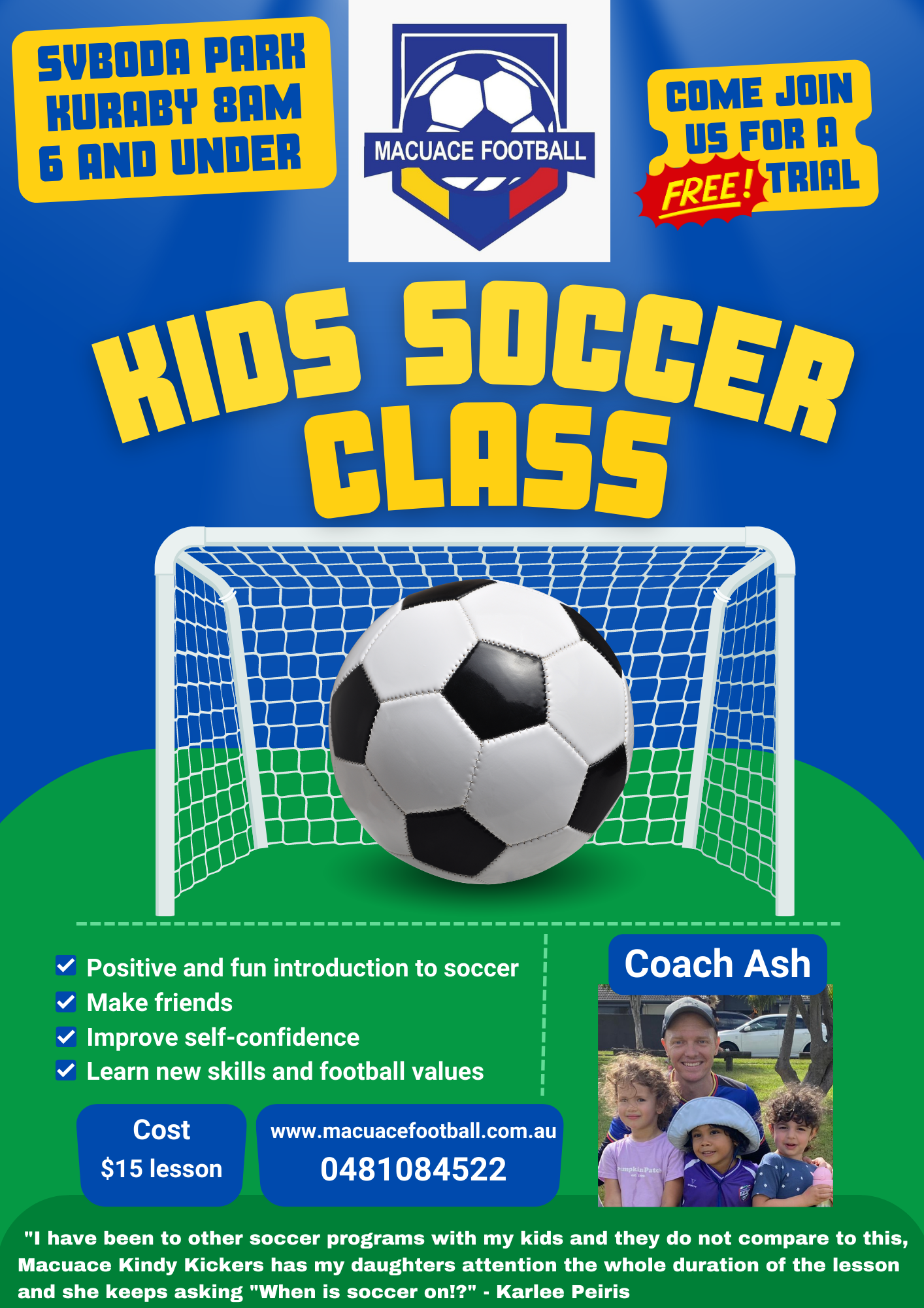 Kindy Kickers - Macuace Football