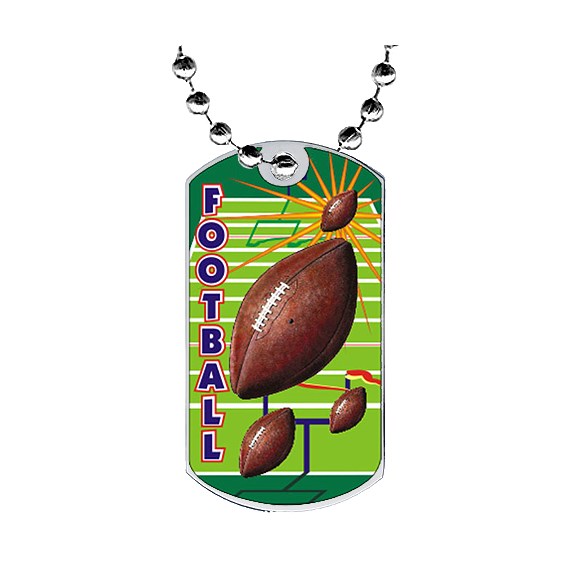 2" Football Dog Tag w/ Epoxy Dome Graphics | Awards International