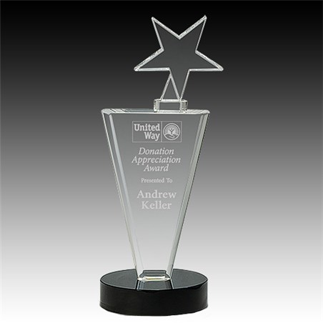 11" Clear Crystal Star & Column w/ Black Base | Awards International