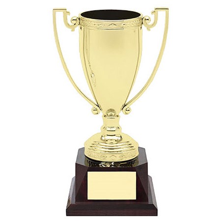 Gold Metal Cup w/ Rosewood Base - 5 Sizes | Awards International