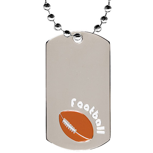 2" Chrome Football Dog Tag w/ 24" Chain | Awards International