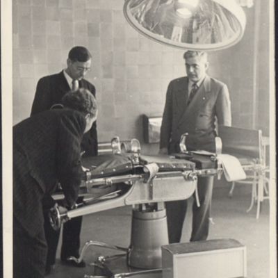 Arrival of new operating table from America. Howard L. Brooks and Dr. A ...