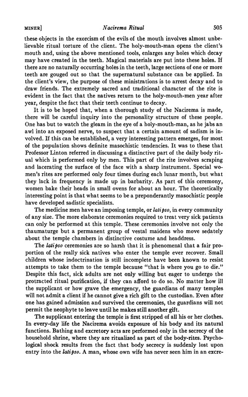 "Body Ritual among the Nacirema" · GENED 1034