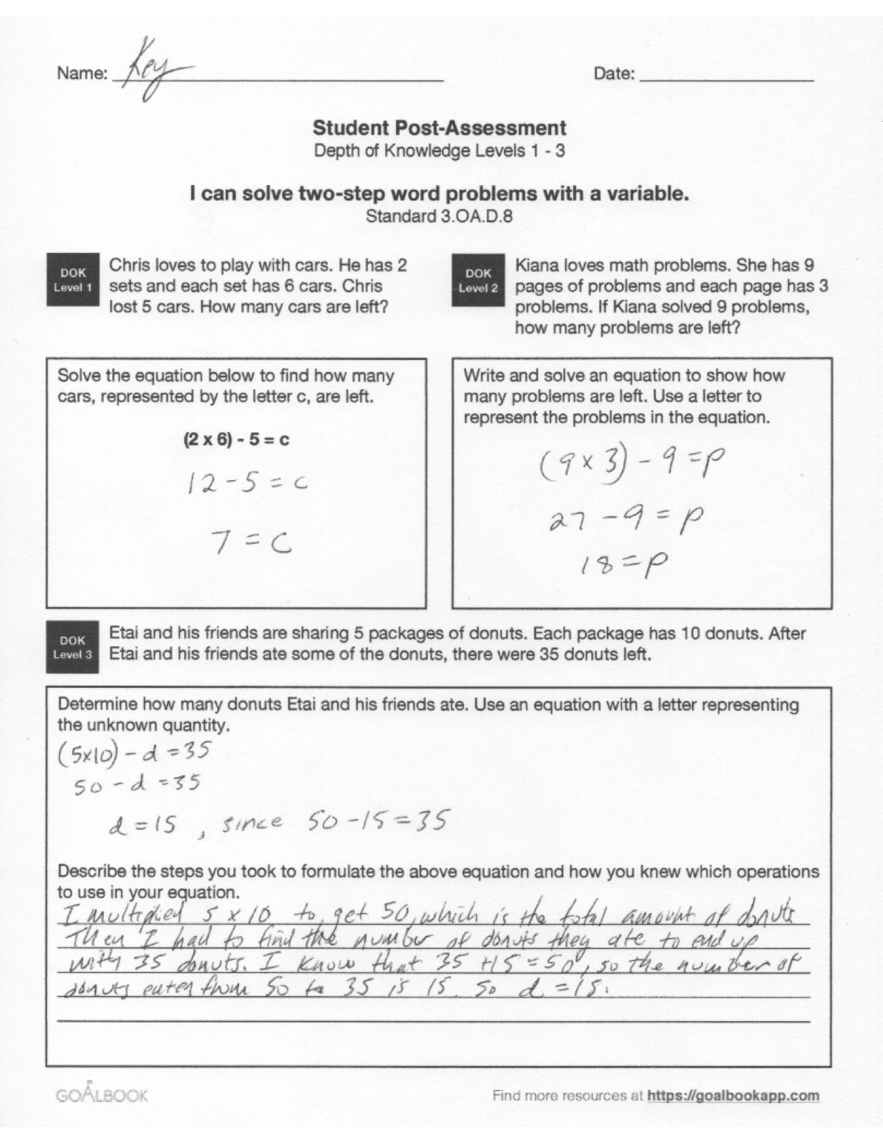 3 OA 8 Two Step Word Problems Math Operations Algebraic Thinking