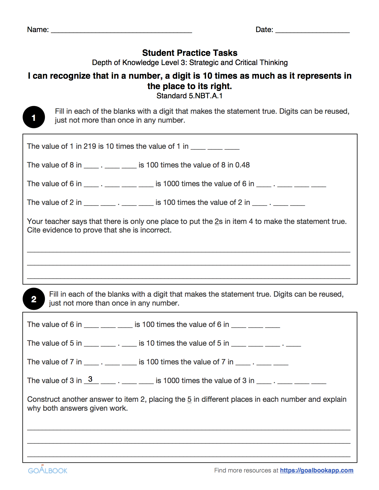 5.NBT.1 Place Value for Multi-digit Numbers | Math: Number & Operations ...