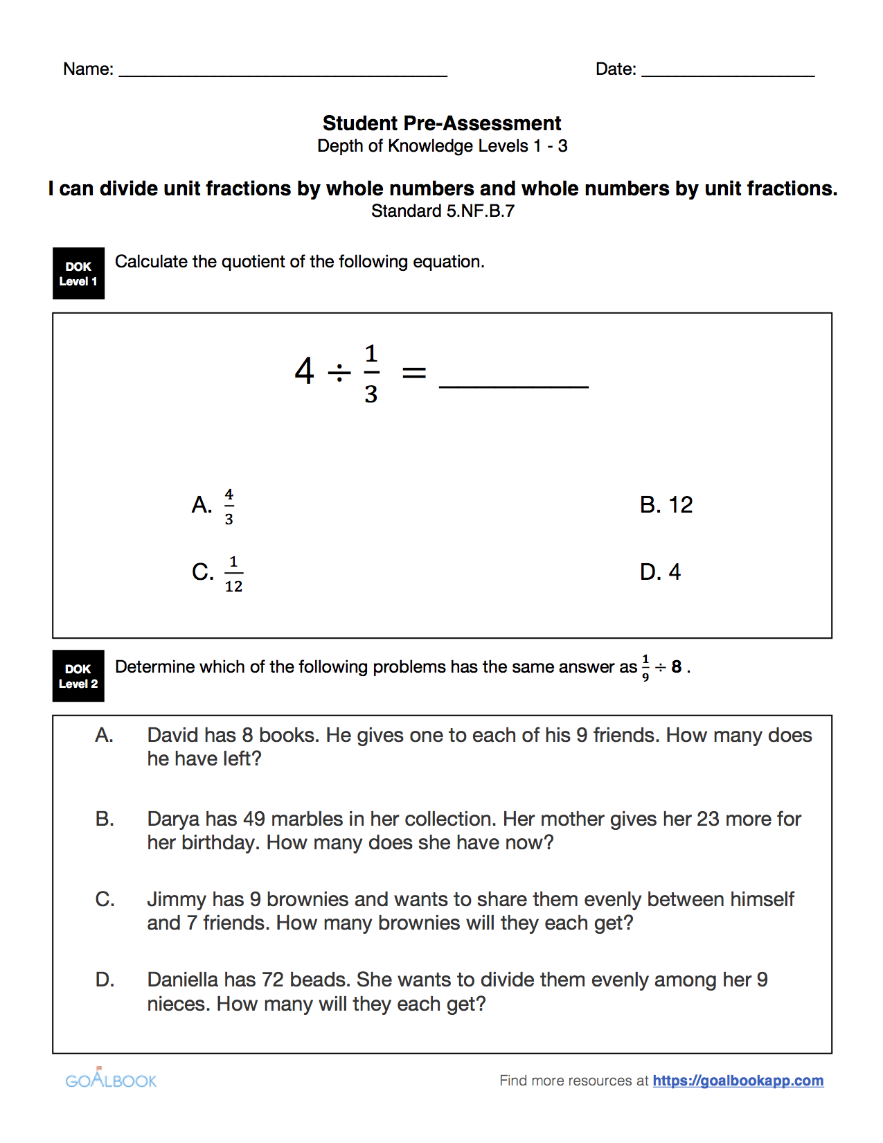 5.NF.7 Division with Fractions | Math: Number & Operations-Fractions ...