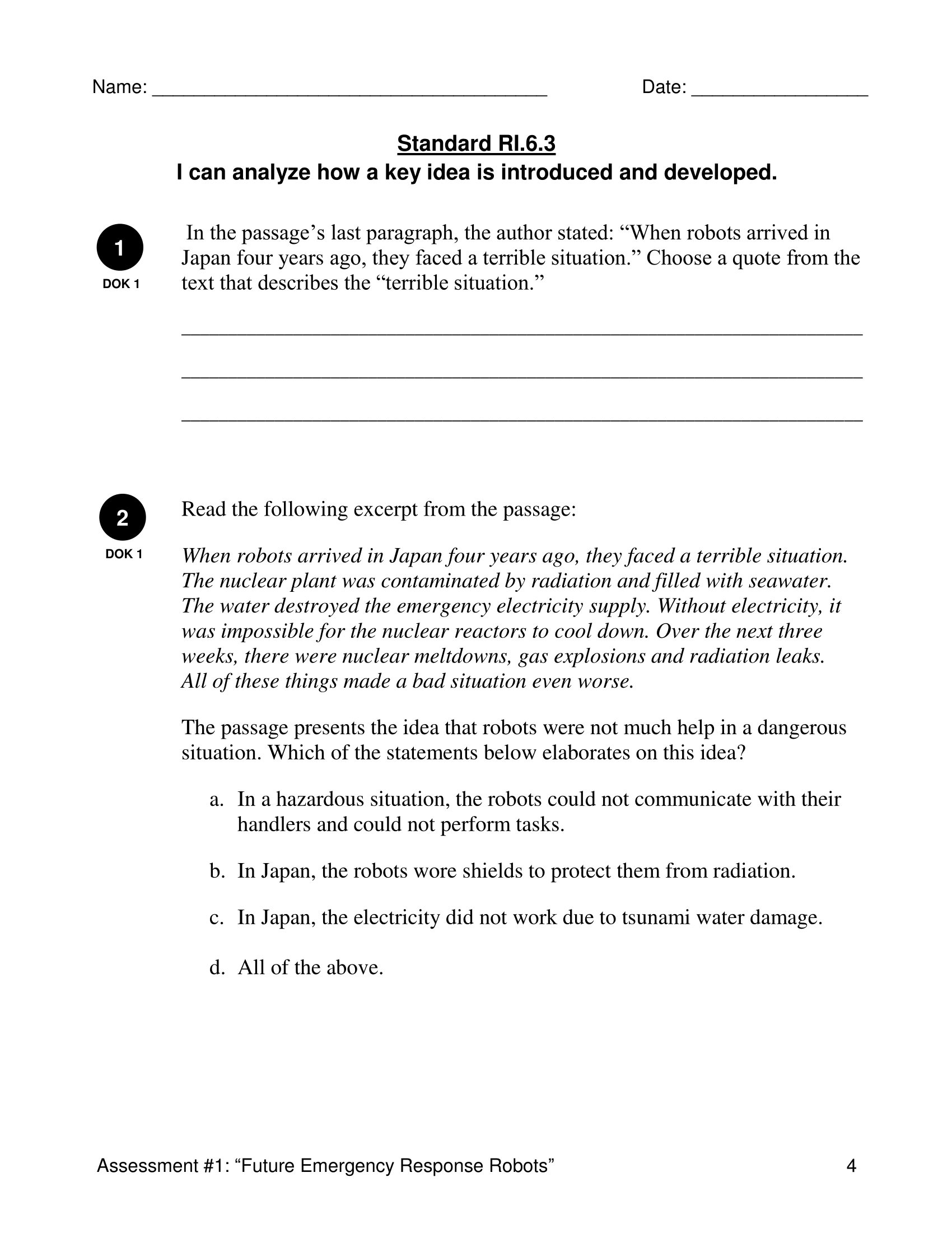 RI.6.3 Analyze a Key Detail | Reading: Informational Text | 6th Grade ...