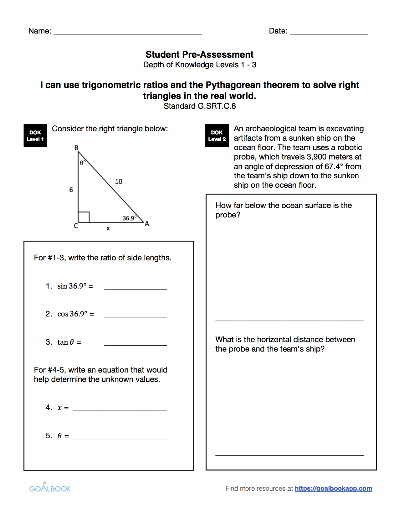 HSG-SRT.8 Right Triangles and the Pythagorean Theorem | Math, High ...