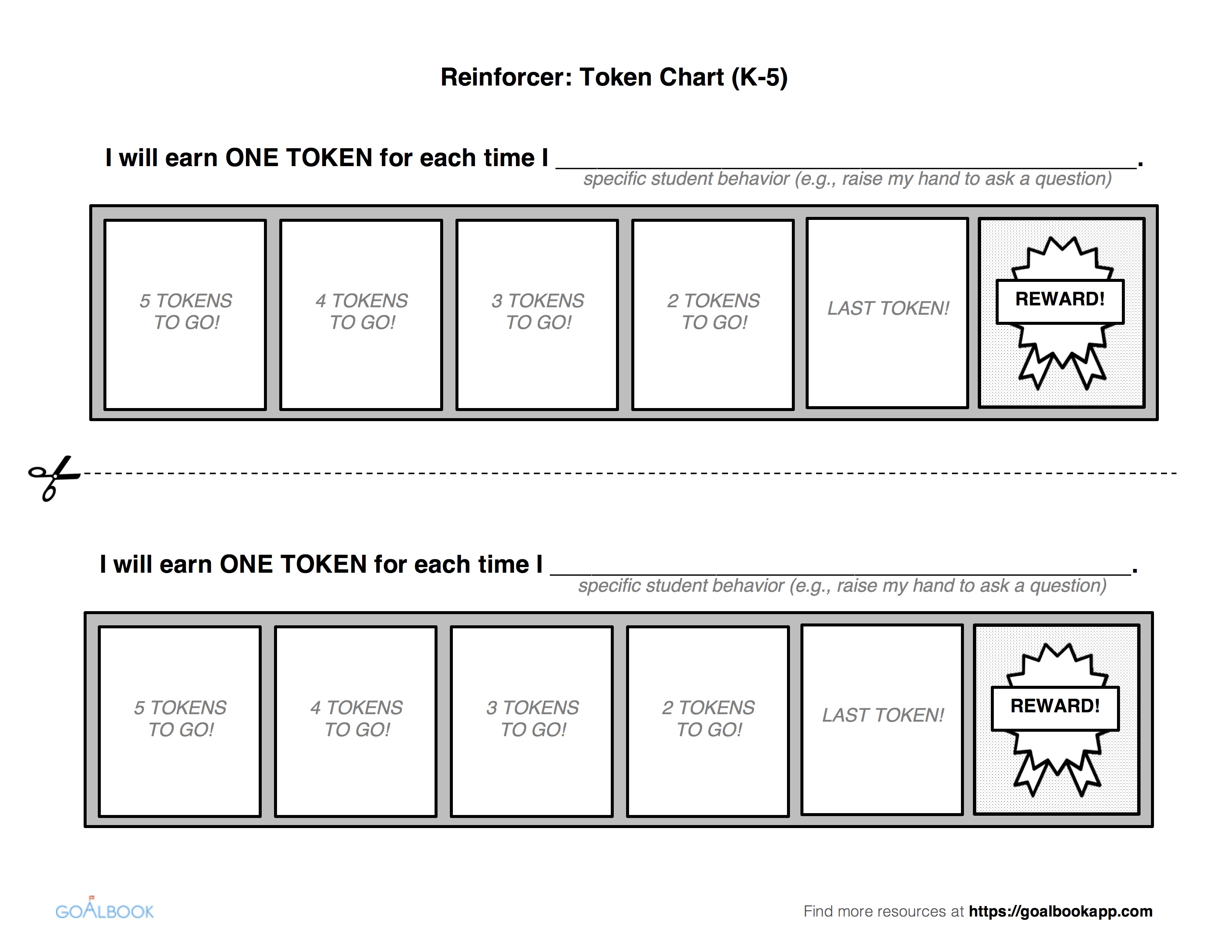 Token Board Reinforcement Templates | Goalbook Pathways