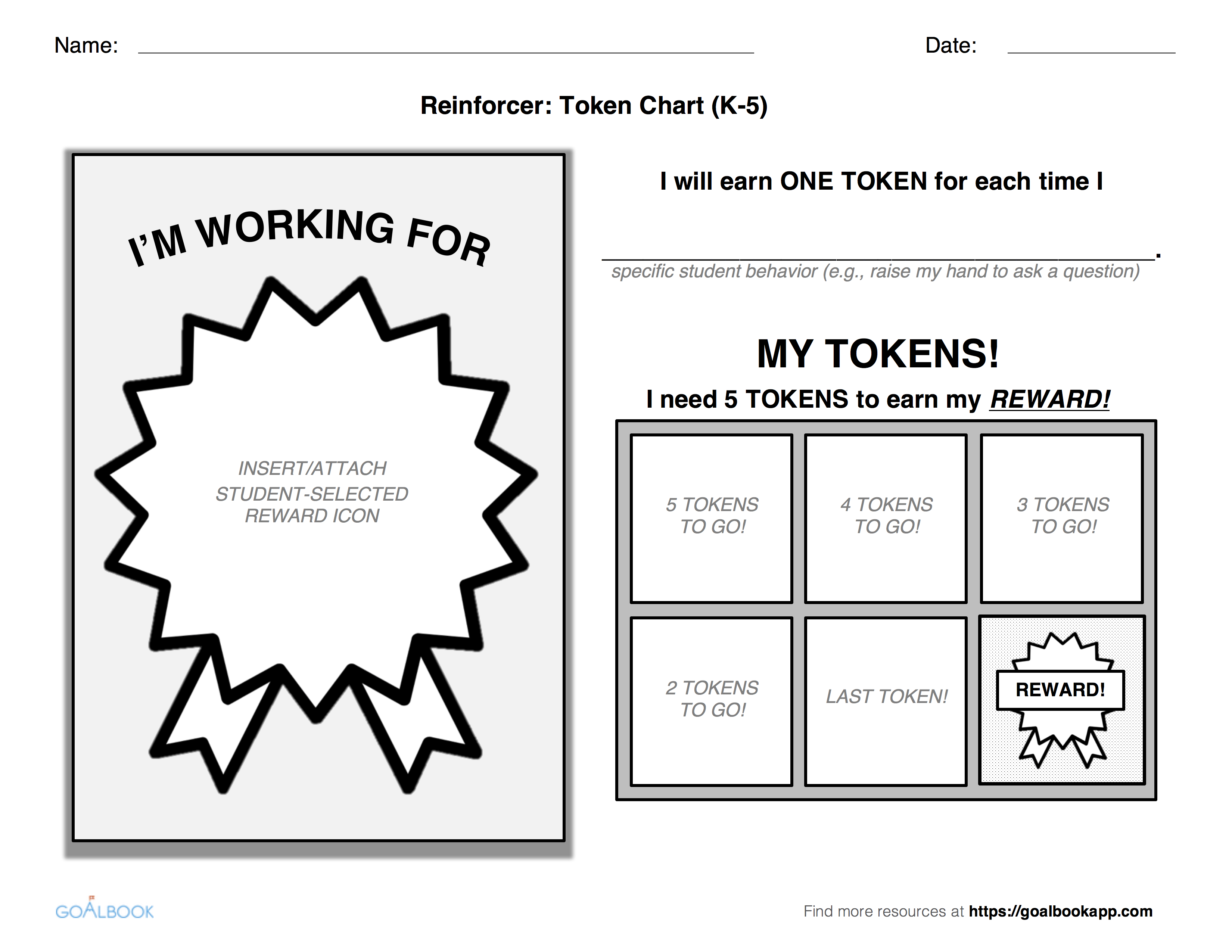 Token Board Reinforcement Templates | Goalbook Pathways