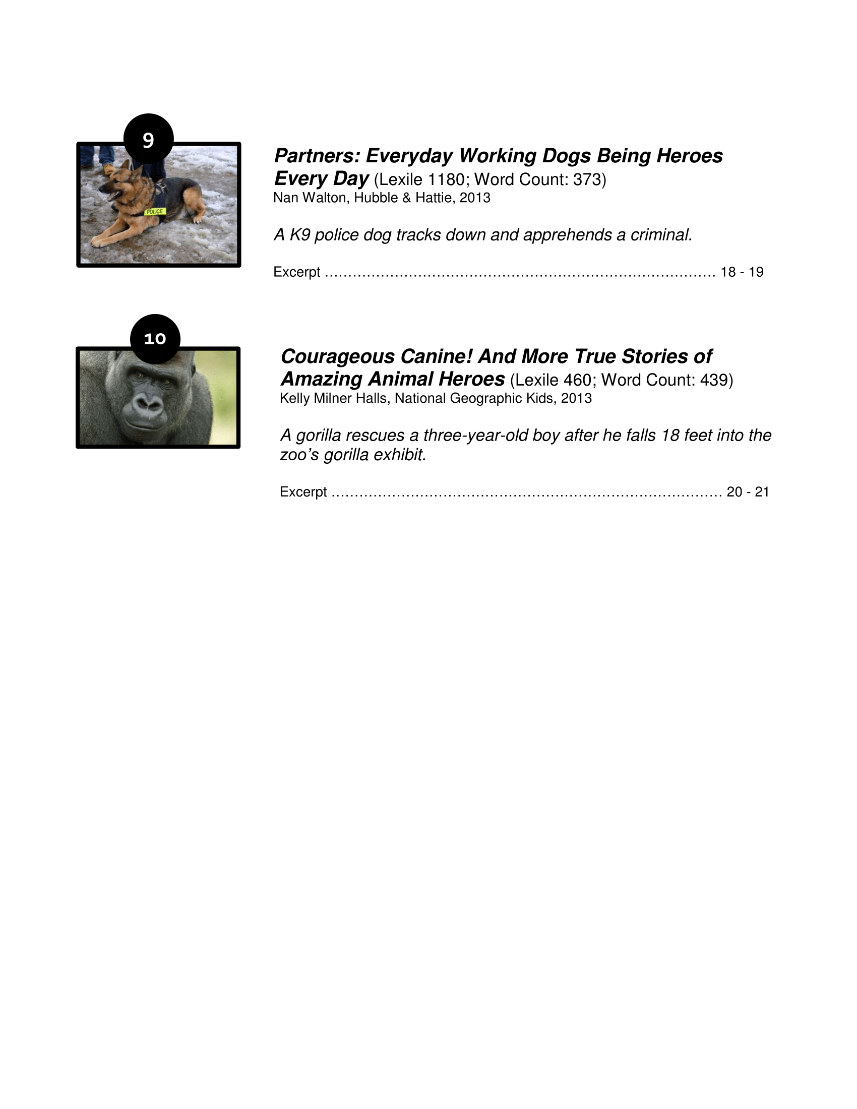 Ten Informational Texts: Endangered Animals | Goalbook Pathways