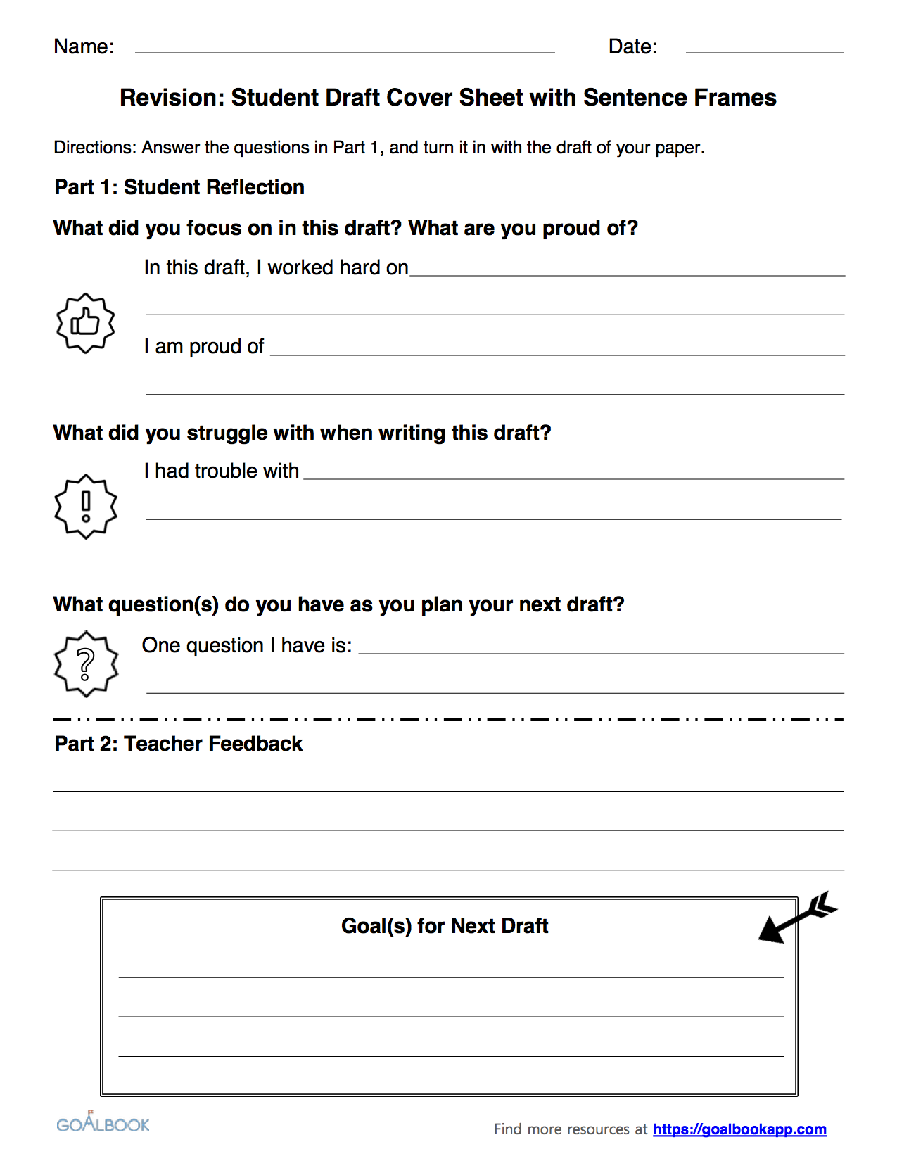 Responding to Informational Texts: Sentence Starters | Goalbook Pathways