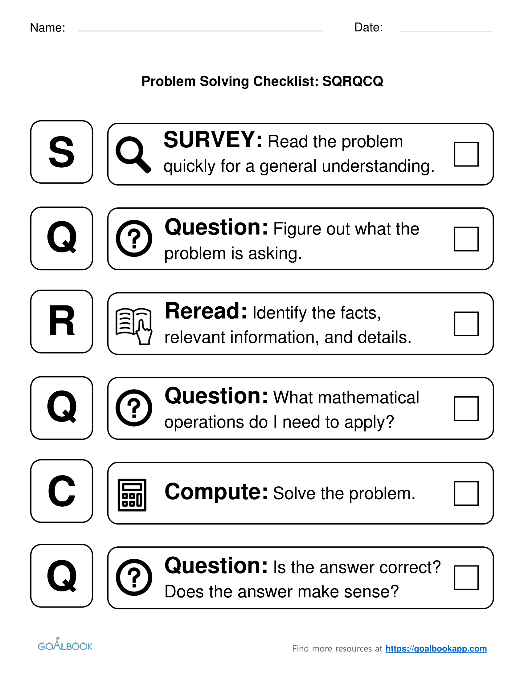  Math Problem Solving Techniques Problem Solving Skills Worksheets 