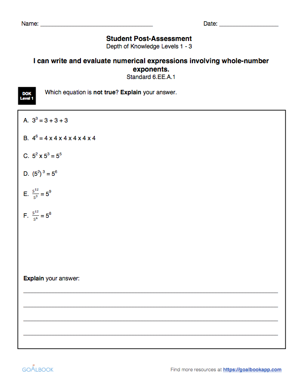 6.EE.1 Expressions with Exponents | Math: Expressions & Equations | 6th ...