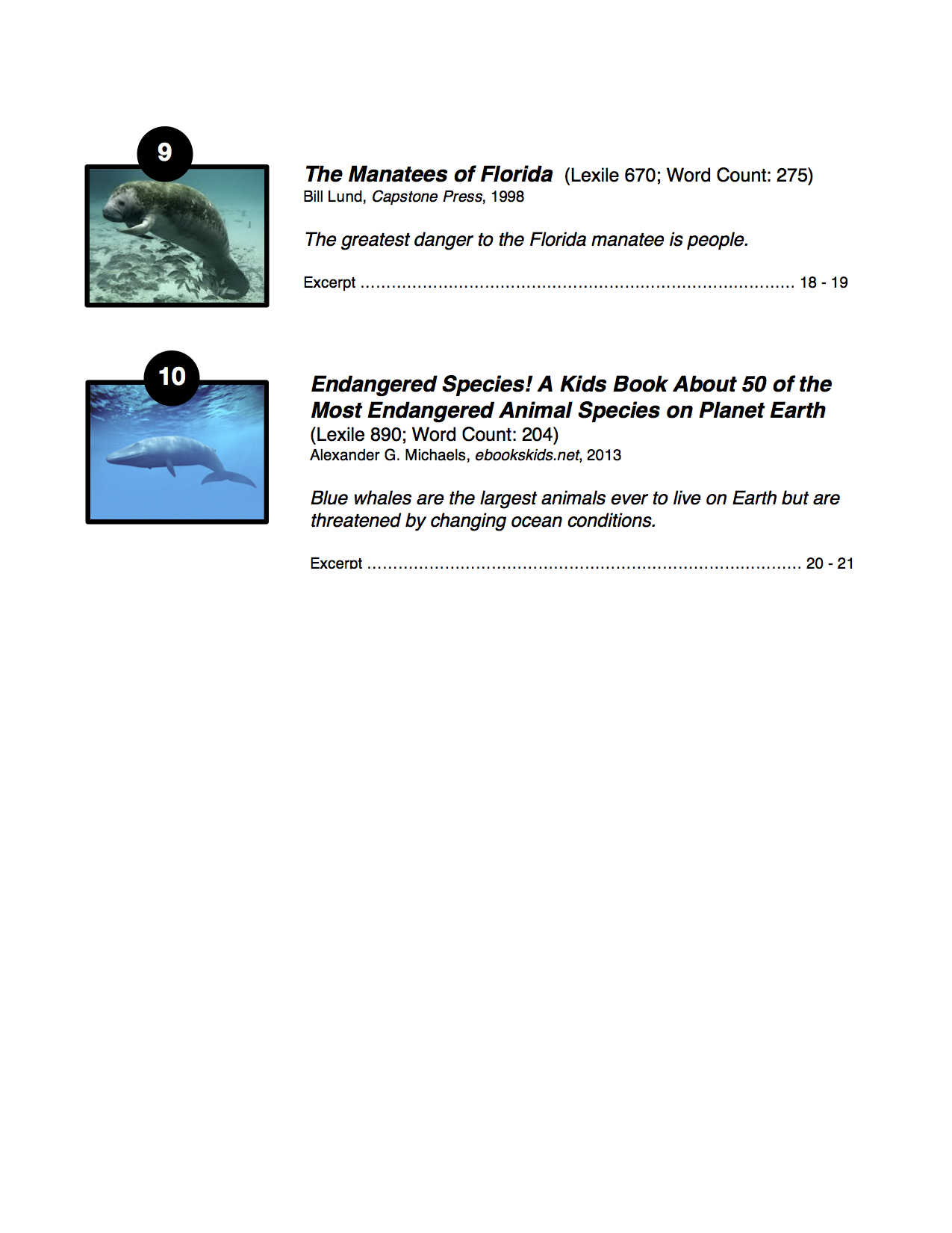 Ten Informational Texts: Endangered Animals | Goalbook Pathways