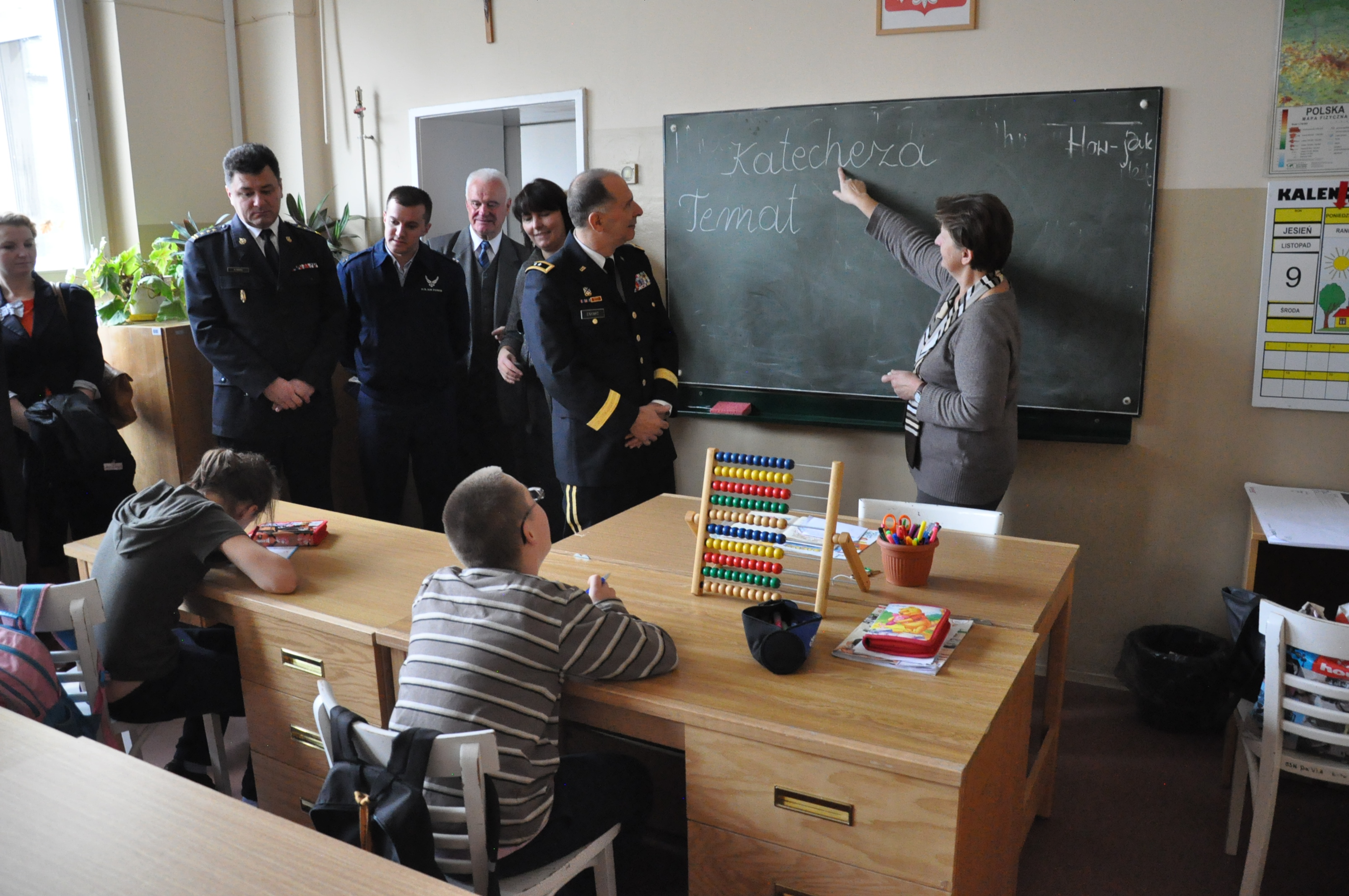 Illinois Adjutant General Visits Polish School Helped by U.S. Military