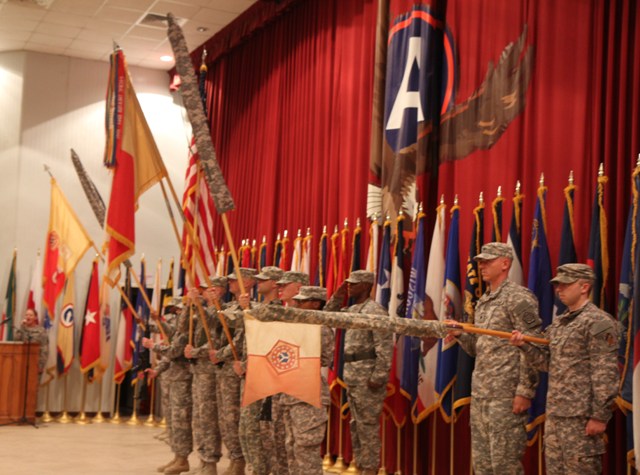 108th Sustainment Brigade encases colors, ends mission in Kuwait