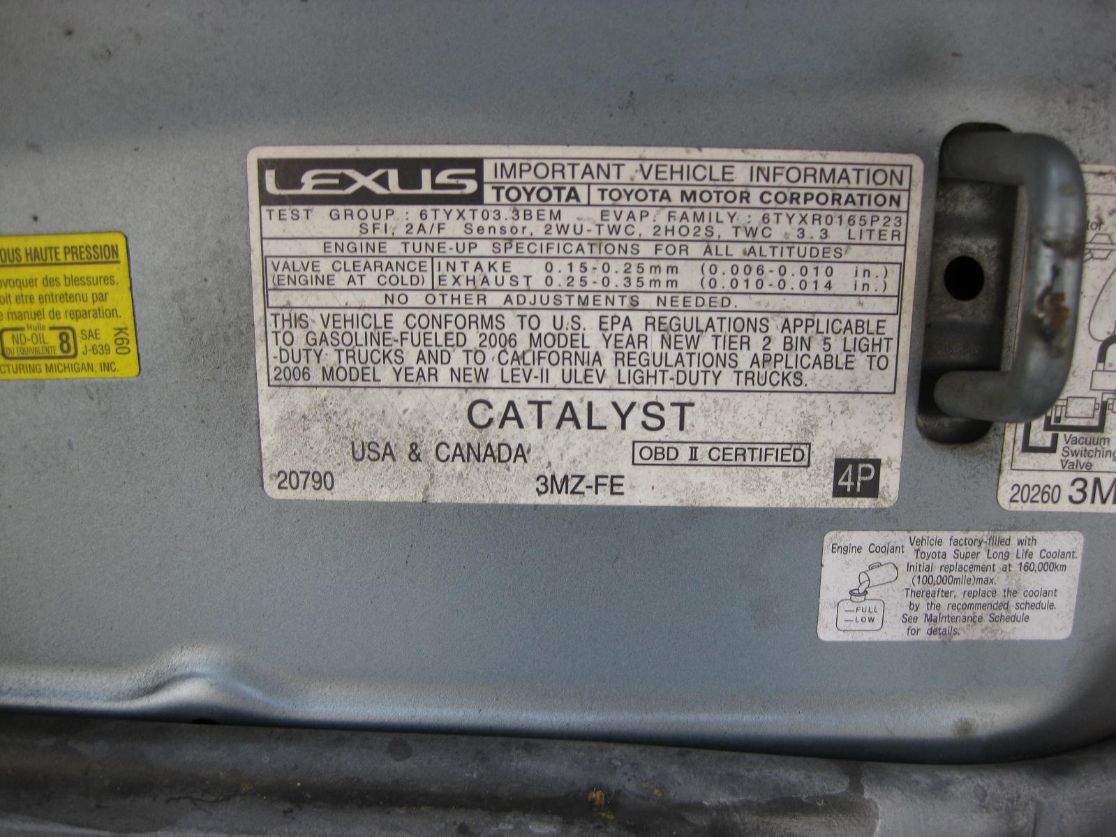 2006 Lexus RX 330 Base - Used Auto Parts for Sale | Auto Gator ...