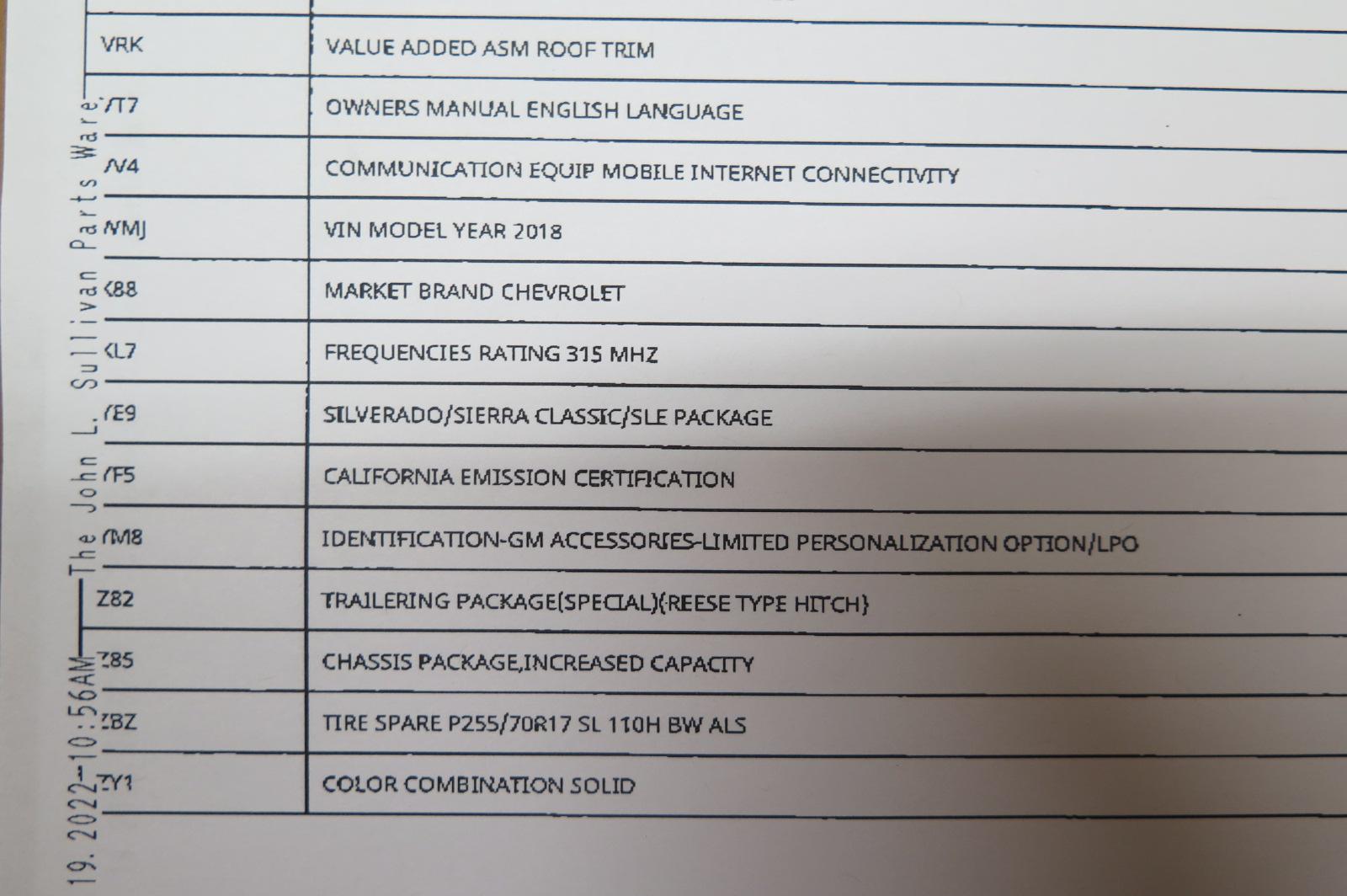 2018 Chevrolet Silverado 1500 Pickup LT - Used Auto Parts for Sale ...