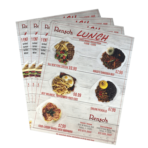 Water Proof Menus Printed in Tampa | Tampa Printer