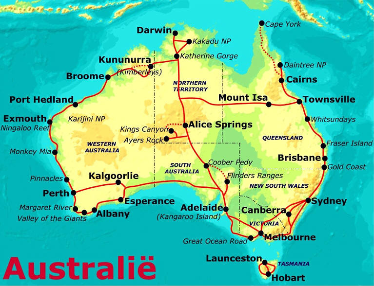 map-australie | Foto | Riki en Miel van de Ven’s reisblog