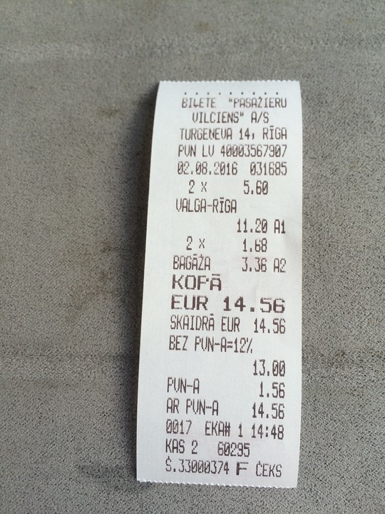 Het bonnetje van de treinreis Valga- Riga | Foto | Nel en John van Loon ...
