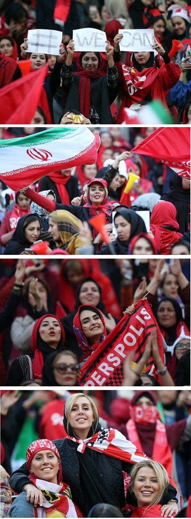 بالاترین اولین حضور دختران و زنان در استادیوم آزادی بدون گریم مردانه