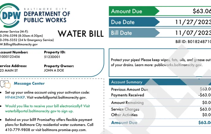 Water Bill | Baltimore City