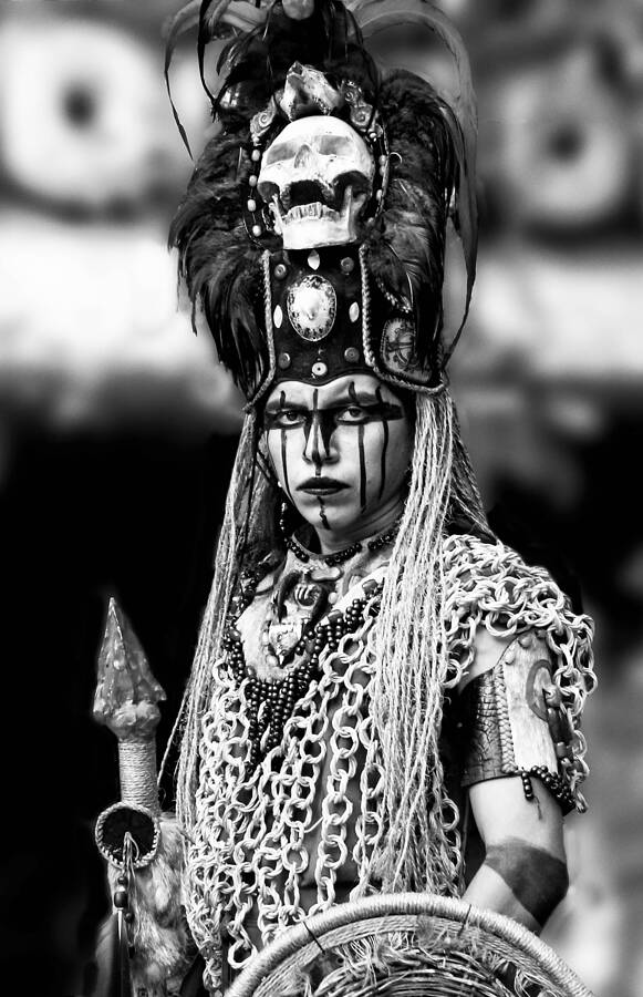 Aztec Warrior Drawing Black White