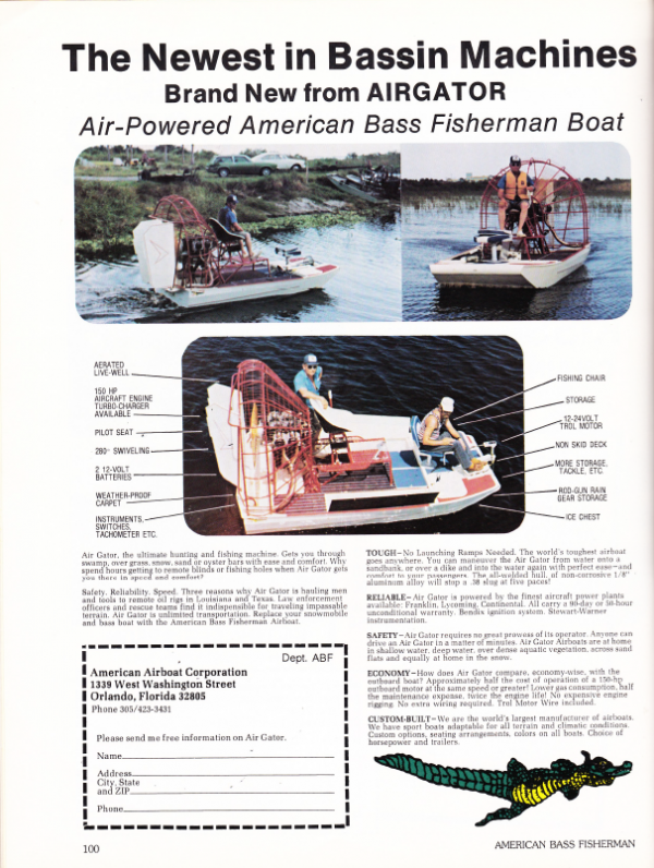 1975 Airgator Boat from ABF - Bass Fishing Archives