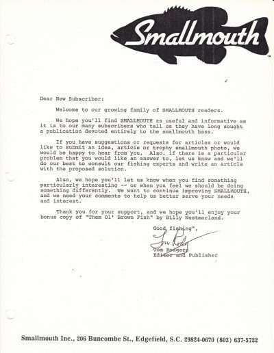 Welcome Letter - Bass Fishing Archives