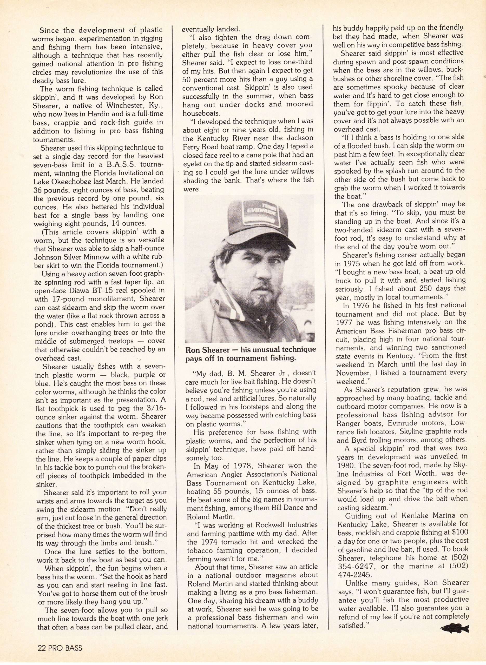 Ron Shearer Skips to Wins - Bass Fishing Archives Technique History
