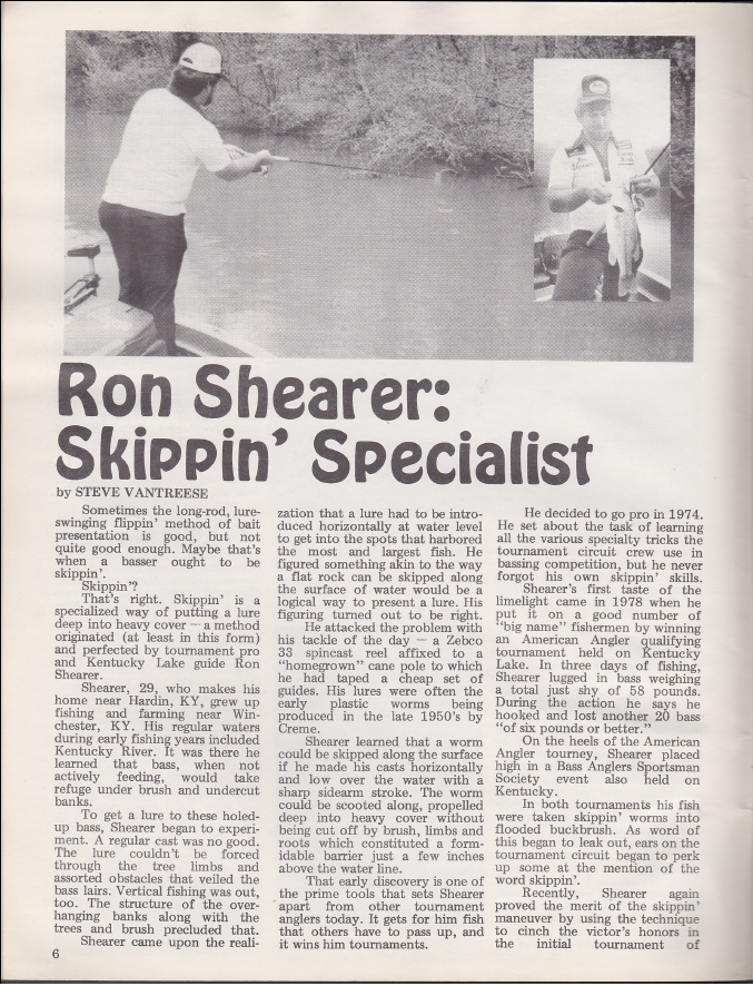 Ron Shearer Skips to Wins - Bass Fishing Archives Technique History