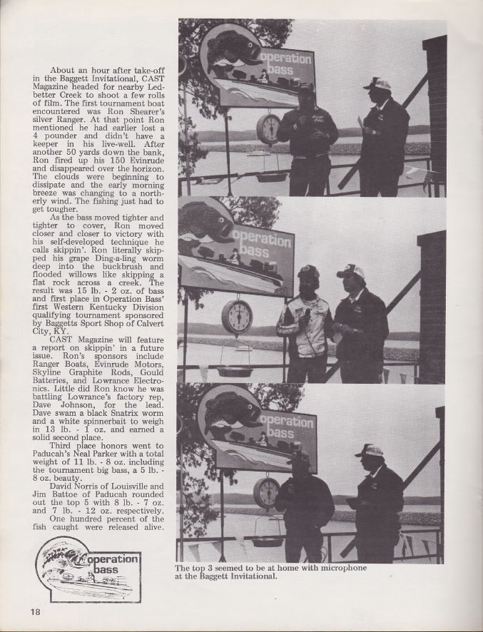 Ron Shearer Skips to Wins - Bass Fishing Archives Technique History