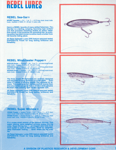Rebel Lures Catalog 1975/76 - Bass Fishing Archives Bass Tackle Catalogs