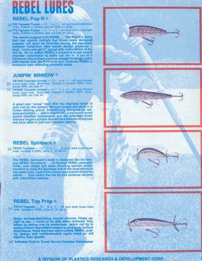 Rebel Lures Catalog 1975/76 - Bass Fishing Archives Bass Tackle Catalogs