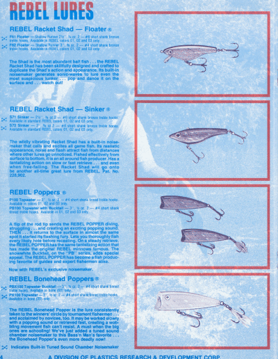 Rebel Lures Catalog 1975/76 - Bass Fishing Archives Bass Tackle Catalogs